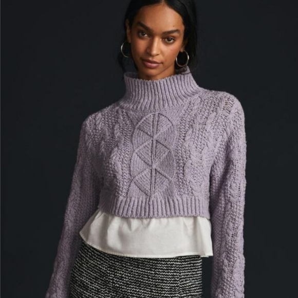 Maeve | Sweaters | Meave By Anthropologie Layered Peplum Cropped ...